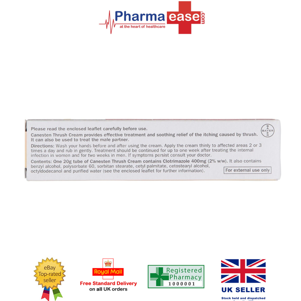 Canesten 2% - Thrush External Cream - 20g - Clotrimazole - For Unisex ...