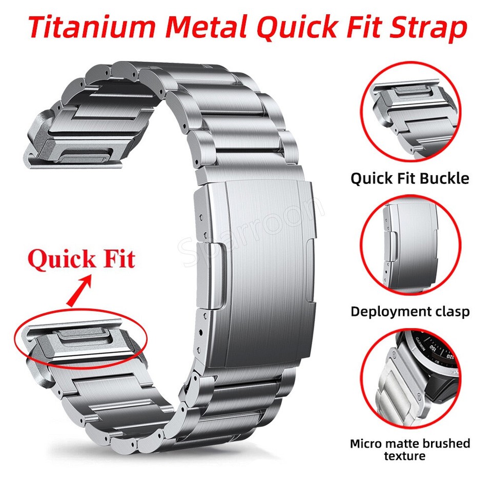 Titanium Metal Wrist Band Strap For Garmin Fenix 7X 7 6 6X Pro 5 5X 3HR ...