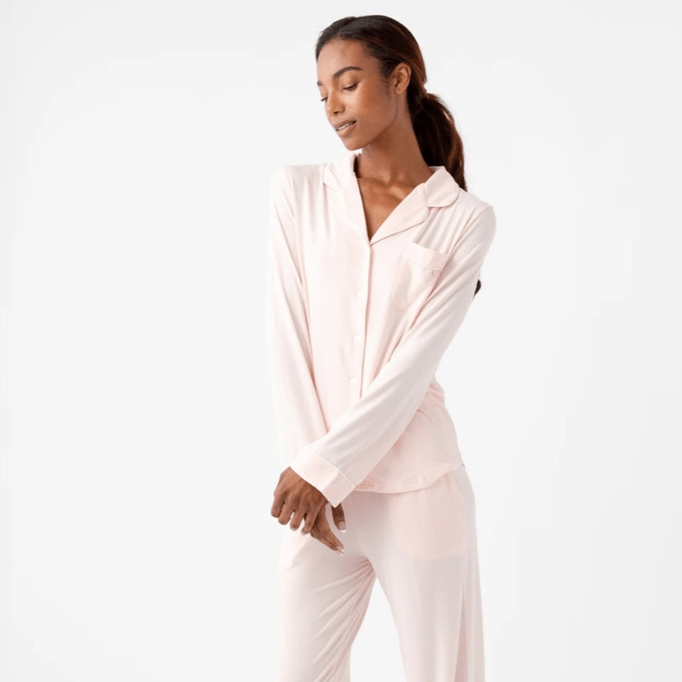 Cozy Earth Women's Bamboo Stretch-Knit Long Sleeve Pajama Top Blossom ...