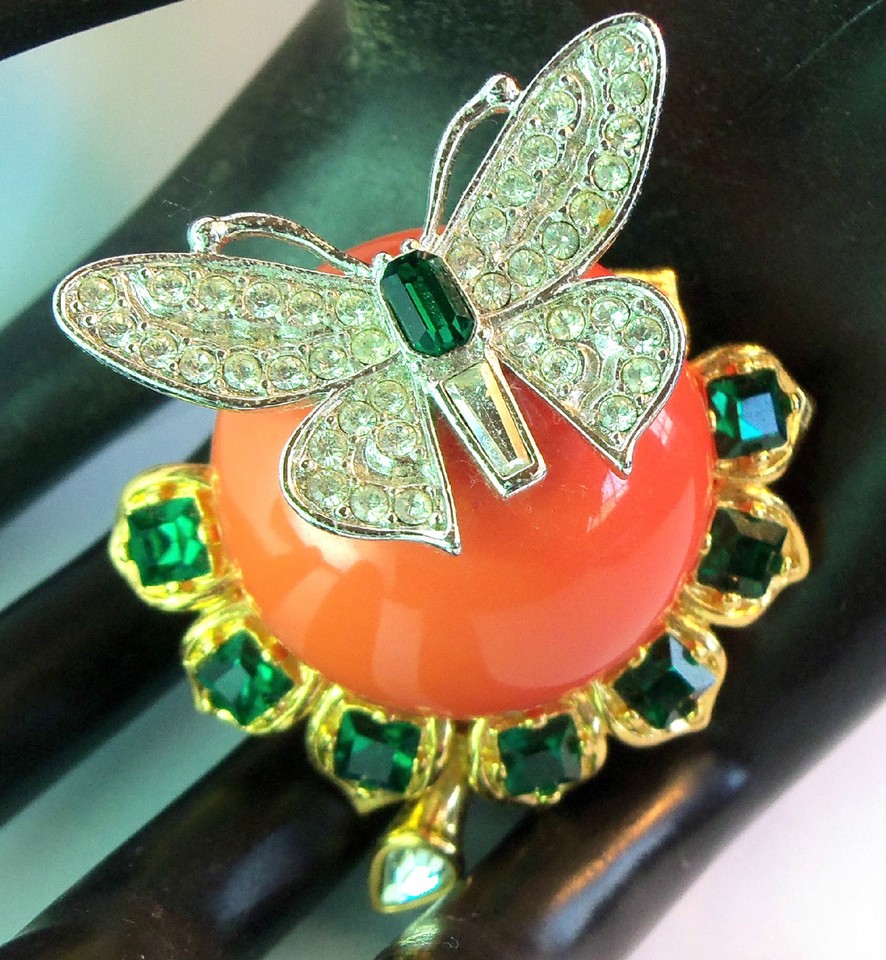 KENNETH J LANE KJL SHOWY BROOCH PIN BUTTERFLY & FLOWER TREASURES OF ...