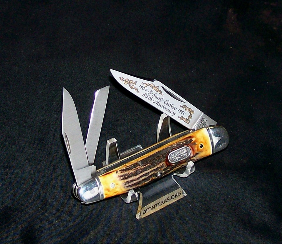 Schrade 804 Whittler's Knife Stag 85th Ann. C-1989 W/Presentation Case ...
