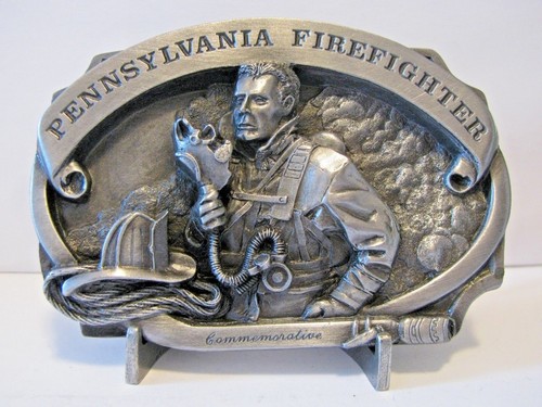 Pennsylvania Firefighter Smoke-Eaters Pewter Belt Buckle Lt Ed Fireman ...