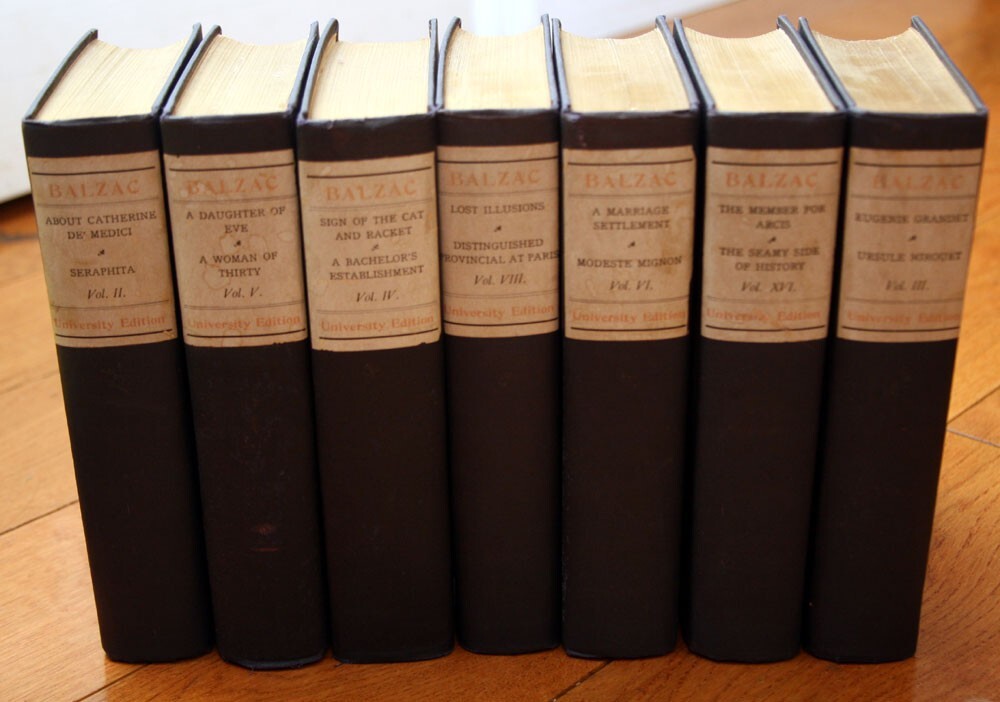 Works of Honore de Balzac 7 Volume Antique Book Set 1901 John Avil ...
