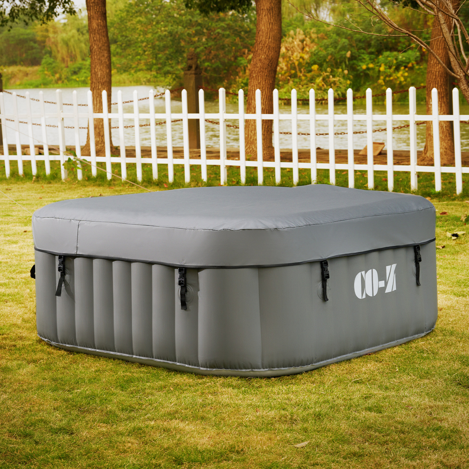 5ft Square Inflatable Hot Tub Indoor Outdoor Spa Tub for Patio Backyard ...