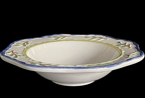 Jilly Walsh For Mariposa Italy Ceramic White Blue Trim Bowls 7.25” Set ...