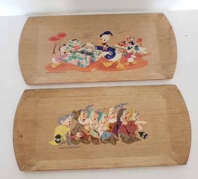 Vintage Walt Disney Donald Duck & Seven Dwarfs Hasko 16" Wood Veneer ...