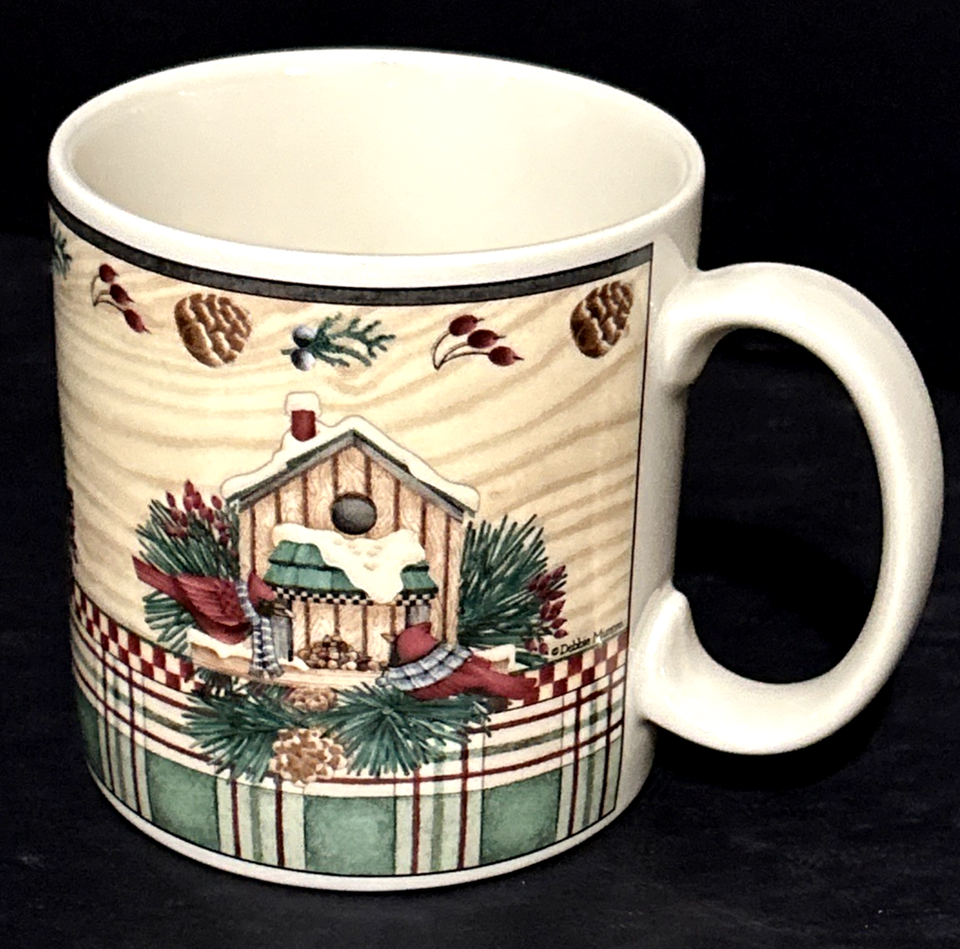 Vintage Sakura Debbie Mumm Winter Birds Stoneware Coffee Cups Mugs Set ...