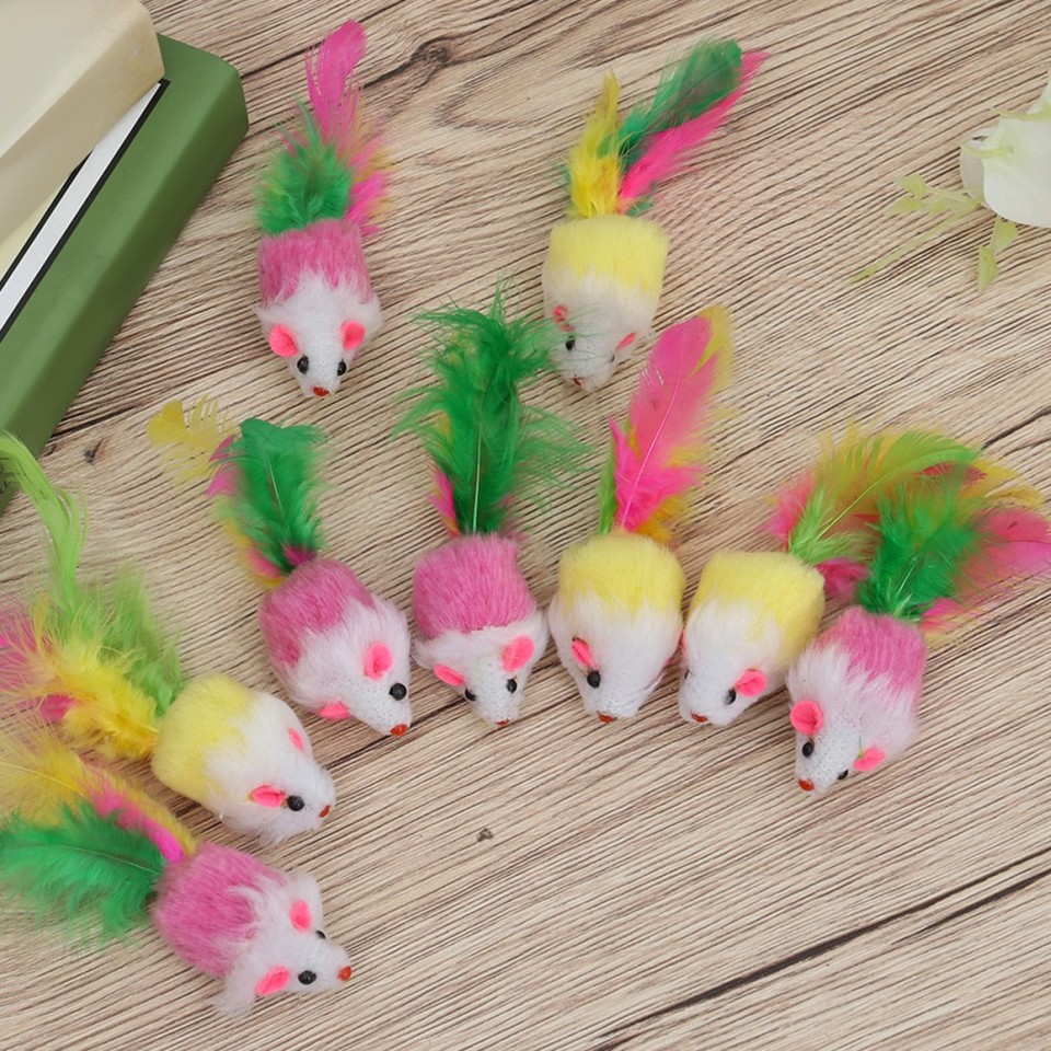 10PCS Play Mice Cat Toys Furry Pet Toys Mice Cat Toy Real Mice Cat Toys ...