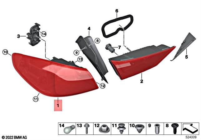 Genuine BMW F40 116d 116i 118d Rear Light In The Side Panel Left ...