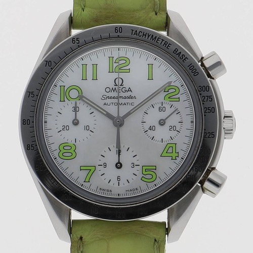 OMEGA Speedmaster 3834.72 Automatic White Shell Dial Leather Men's ...