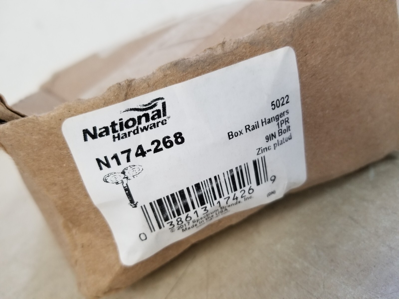 NATIONAL MFG/SPECTRUM BRANDS HHI N174-268 Zinc Rail Hanger with 9" Bolt ...