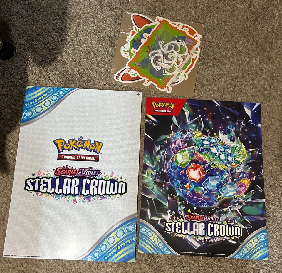Pokemon Stellar Crown Lenticular Sign & Deck Boxes Promo Materials Kit ...