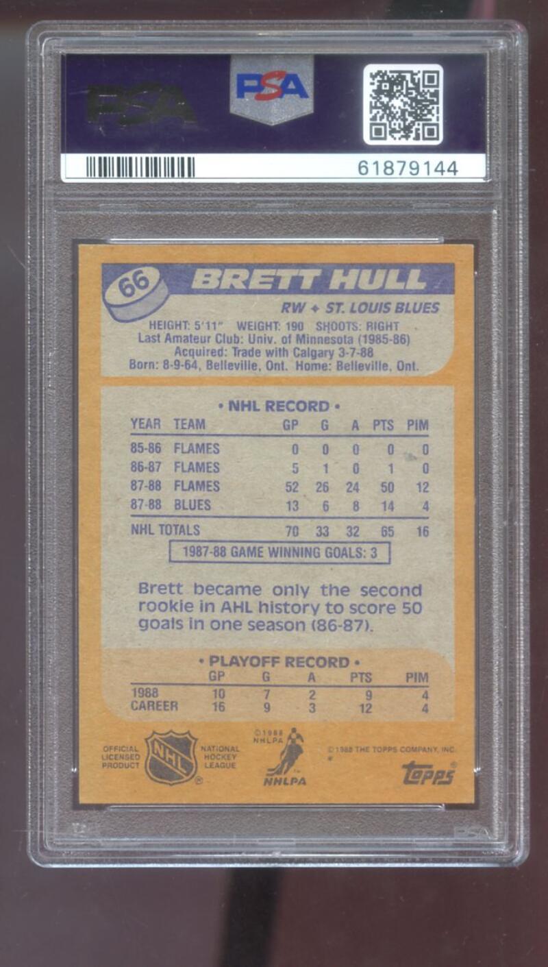 1988-89 Topps #66 Brett Hull Rookie RC PSA 8 Graded Hockey Card NHL | eBay