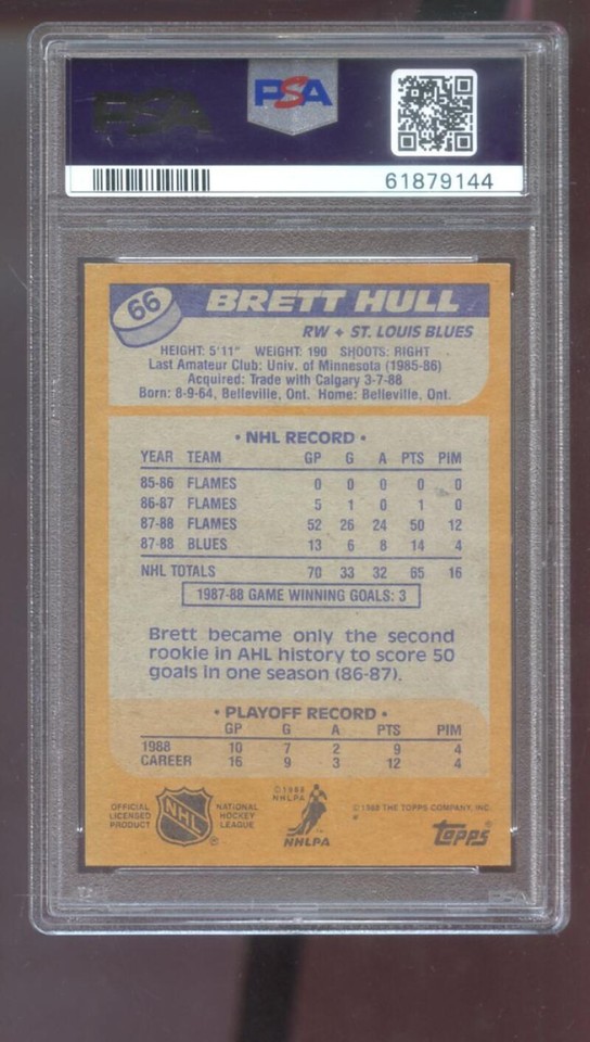 1988-89 Topps #66 Brett Hull Rookie RC PSA 8 Graded Hockey Card NHL | eBay