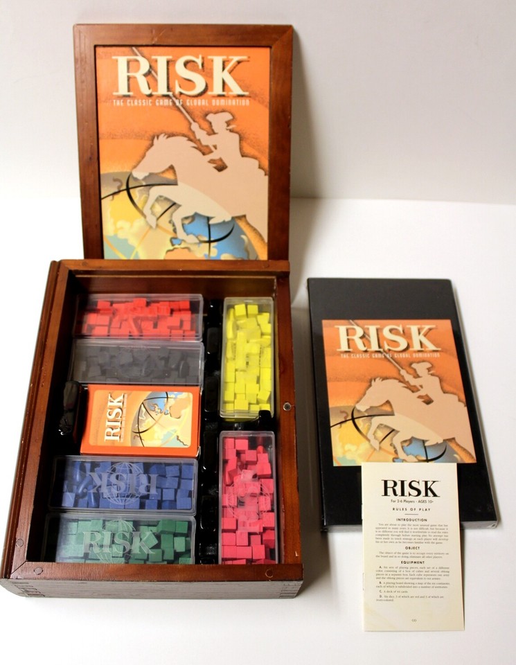 Vintage Game Collection Risk Board Game in Wooden Bookshelf Box | eBay