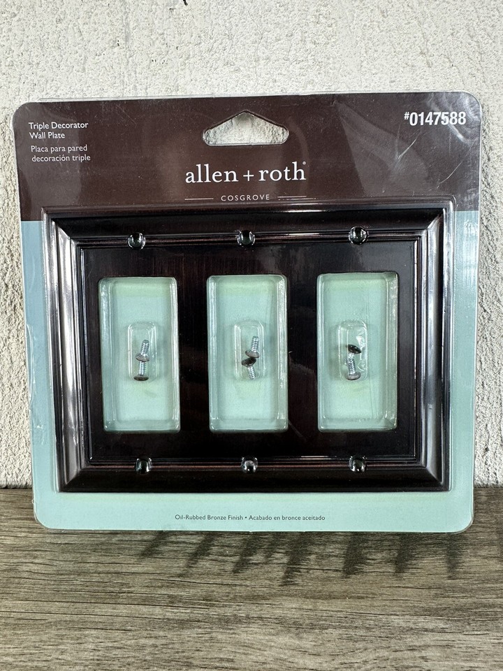 Allen + Roth Triple Wall Plate Oil Rubbed Bronze Cosgrove 0147588 | eBay