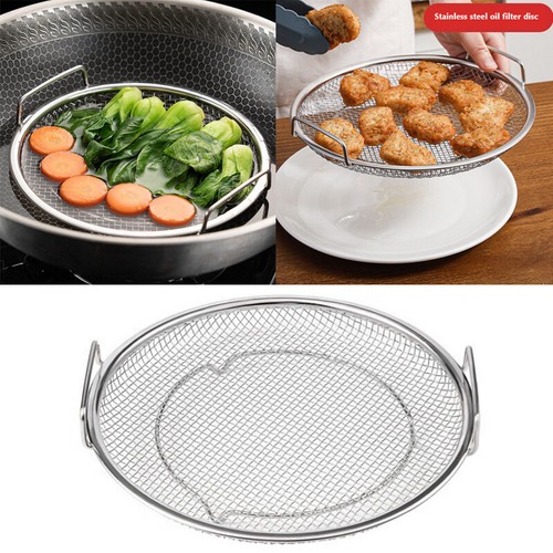 Stainless Steel Filter Frying Net Pan Drain Oil Sieve With Handle ...