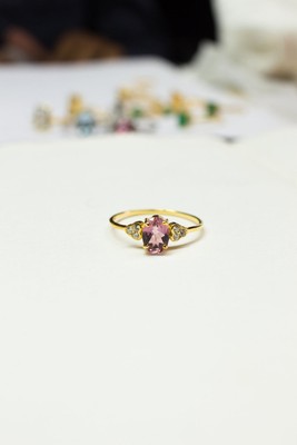 Natural Pink Tourmaline Engagement Ring, October Birthstone Ring E881 ...