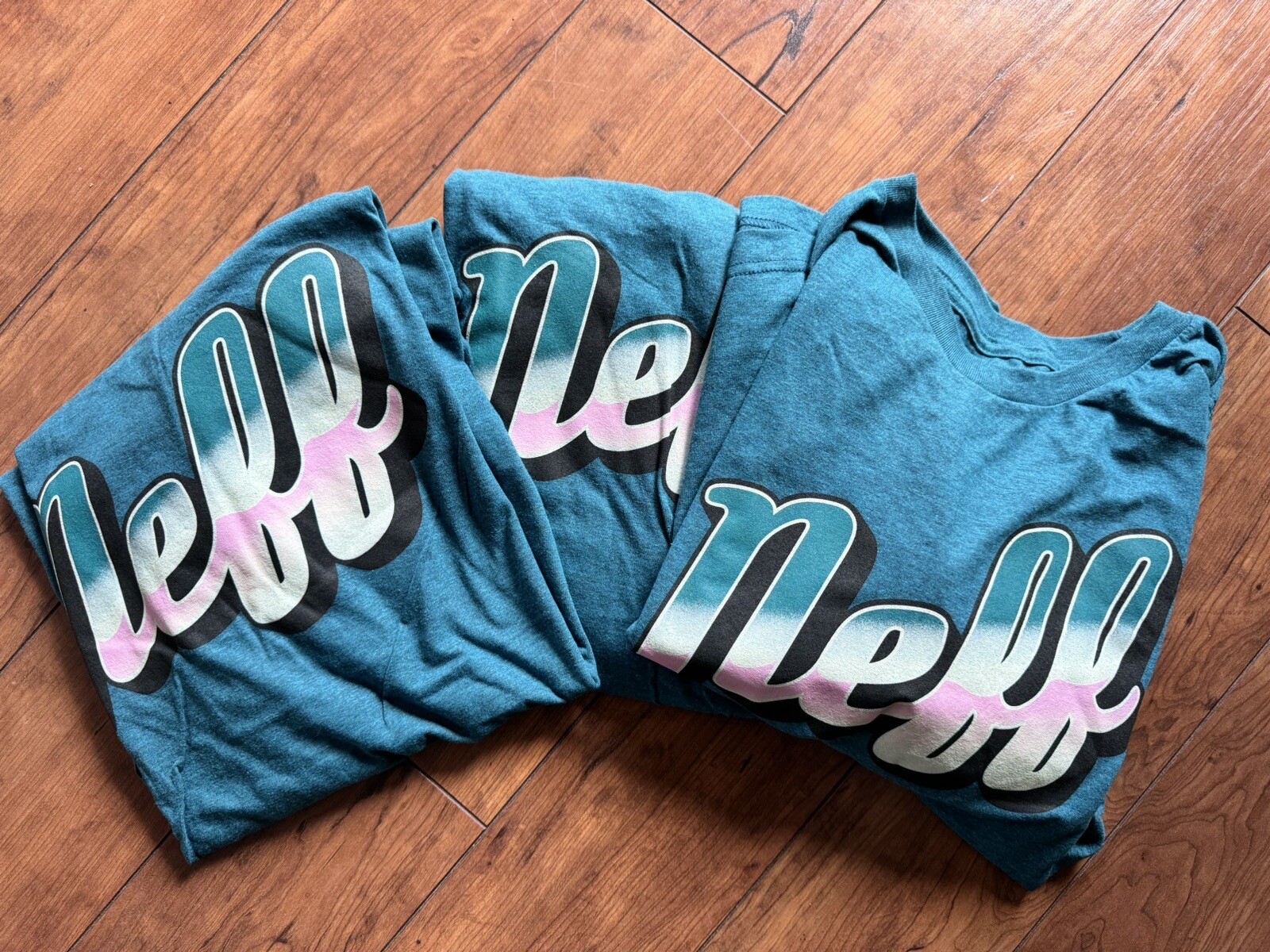 3 pack- Neff Mens T-Shirt 3XL Heather Blue Teal - Pink Logo NWOT | eBay