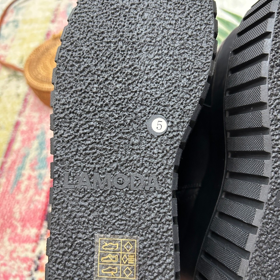 $135 Lamoda Unstable Chunky Ankle Creeper Boots 5 Faux Leather Goth ...