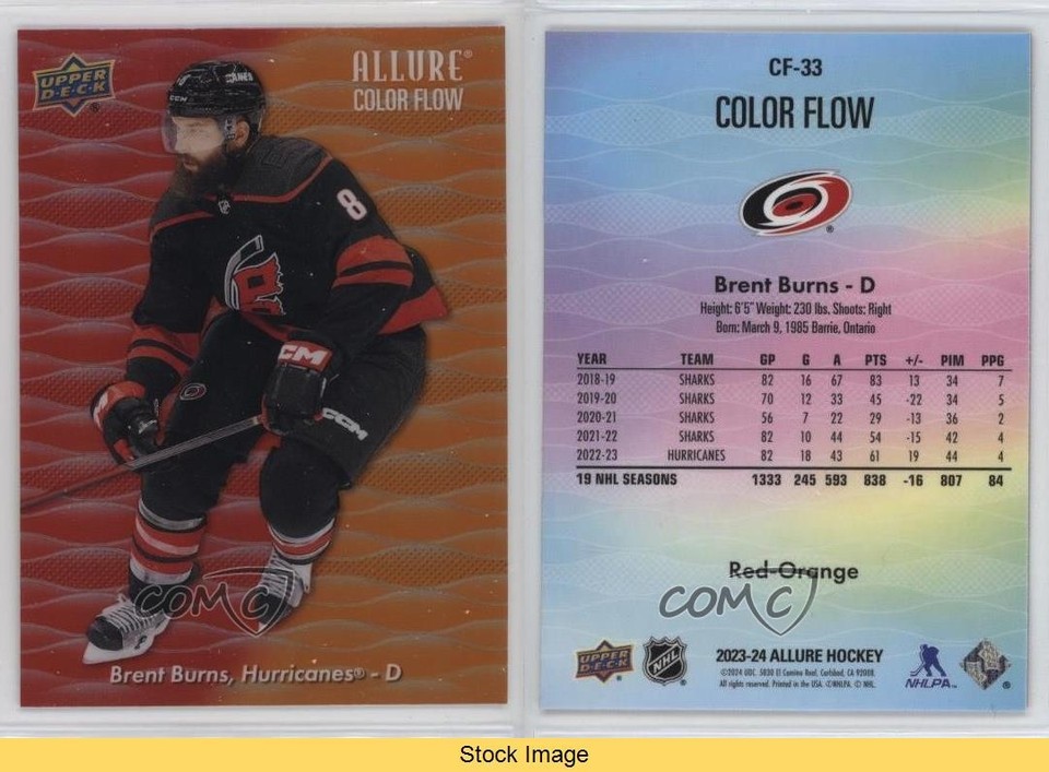 2023-24 Upper Deck Allure Color Flow Red Orange Brent Burns #CF-33 READ ...