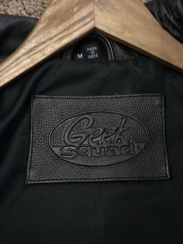Vintage Geek Squad Men's Heavy Duty Leather Jacket M | eBay