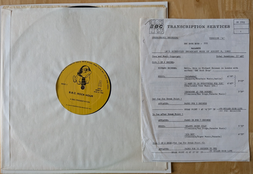 Nazareth BBC Rock Hour 1 lp live radio show August 8, 1982 #332 | eBay