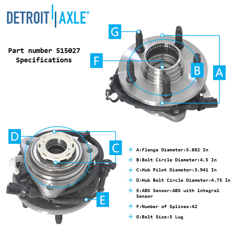 Pair (2) Front Wheel Hub Bearings for 1998 1999 2000 Ford Ranger Mazda ...