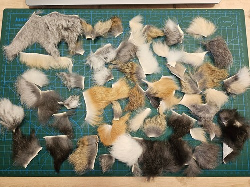 Multicoloured real rabbit fur offcuts scraps for fly-tying as per photo ...