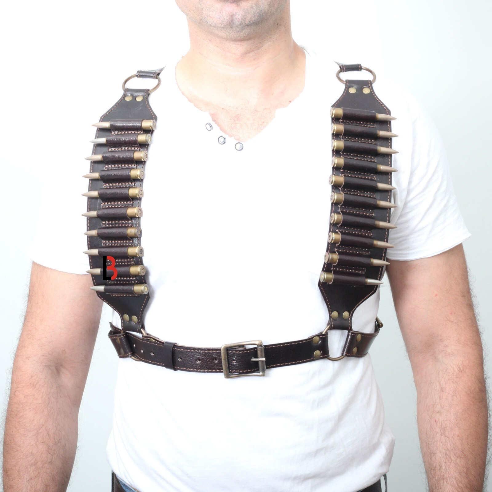 Cowhide Leather Rifle Cartridge Bandolier Belt and Chest Harness ...