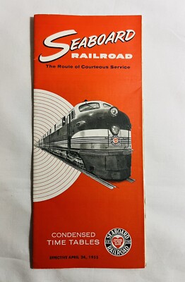 1955 Seaboard Railroad Time Tables Maps Florida Train Schedule Routes ...