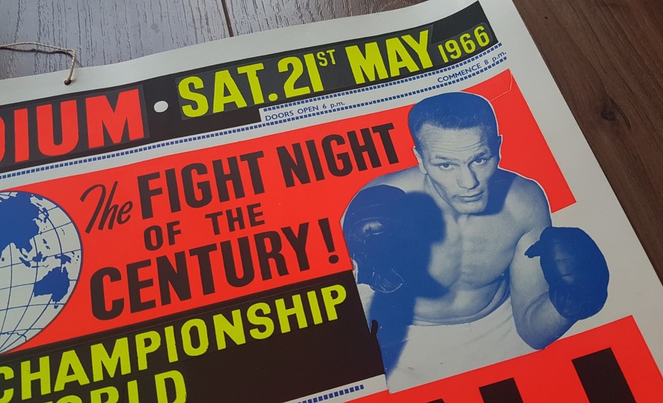 1966 MUHAMMAD ALI v HENRY COOPER II on-site boxing poster Cassius Clay ...