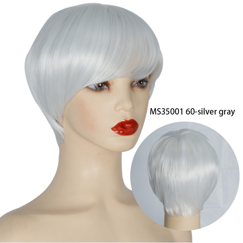 Short Grey Wigs for Women Pixie Cut Wigs Gray Wigs Fashion Party Pixie ...