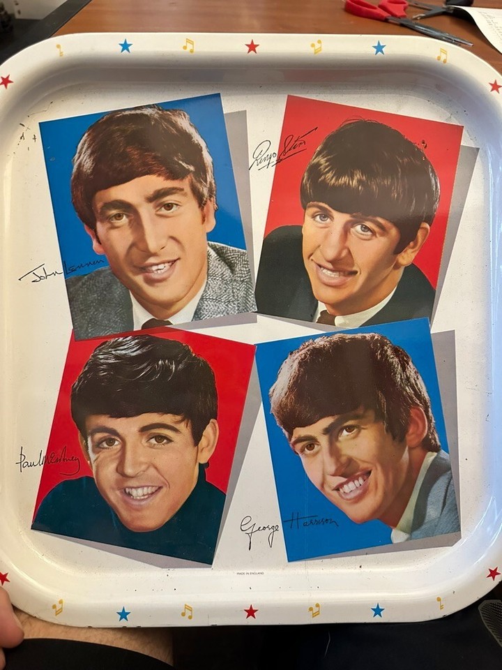 Vintage The Beatles Metal Tin Litho TV Tray John Paul George Ringo ...