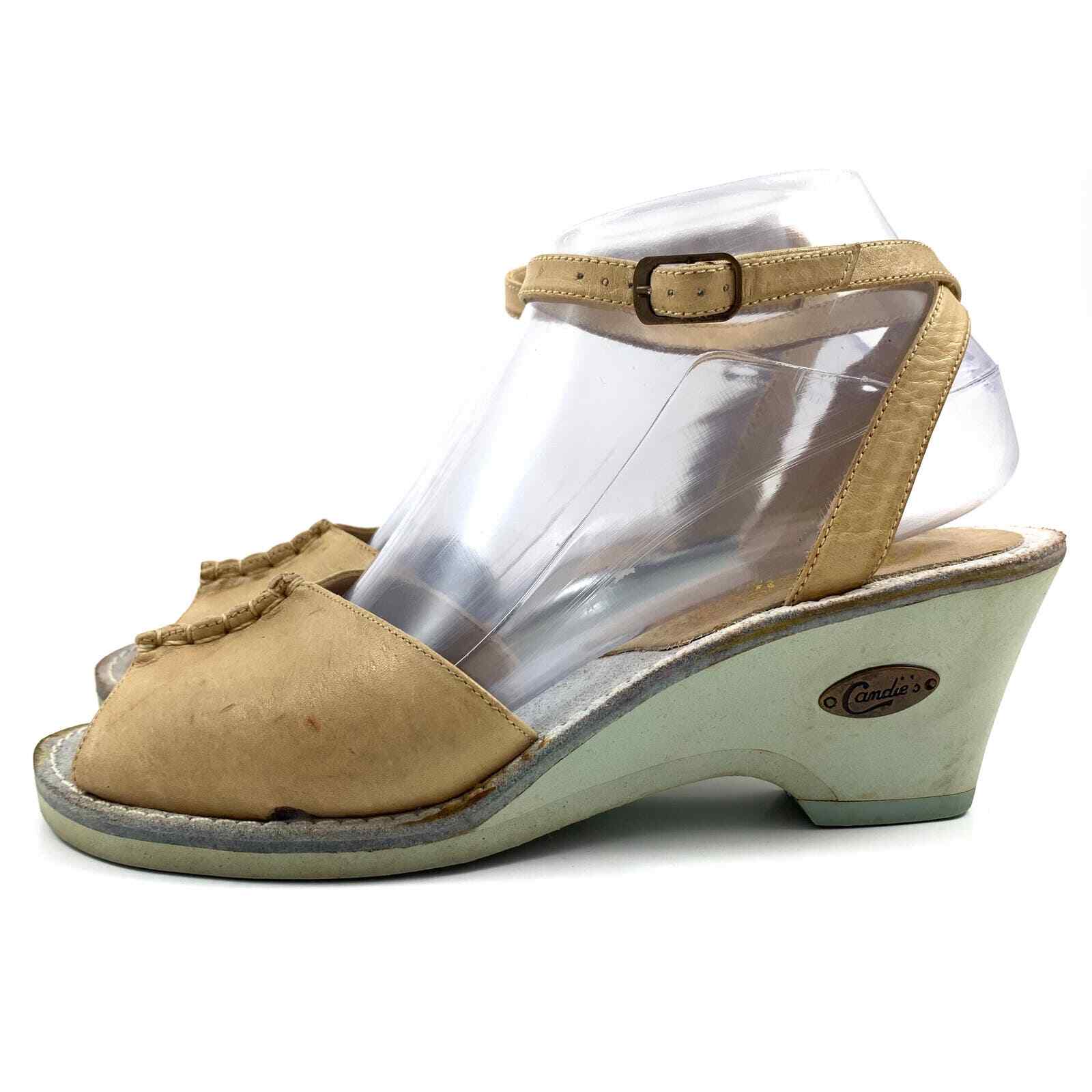 1970's CANDIES EL GRECO nude leather wedge sandals - Gem