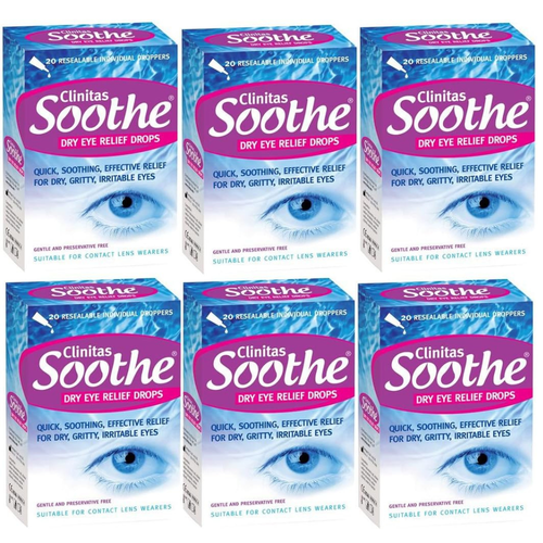 Eye Drops - Clinitas Soothe Dry Eye Relief 20 x 0.5 ml Vials for ...