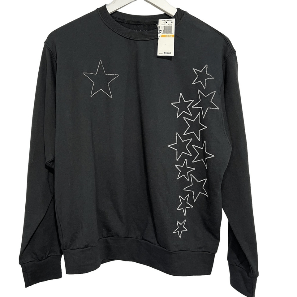 Prince Peter Star Print Sweatshirt Womens Small Black Pullover ...