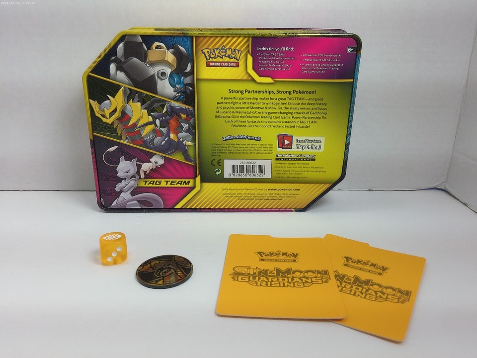 Pokemon 2019 Power Partnership Mewtwo & Mew GX Collector Tin Coin Dice ...