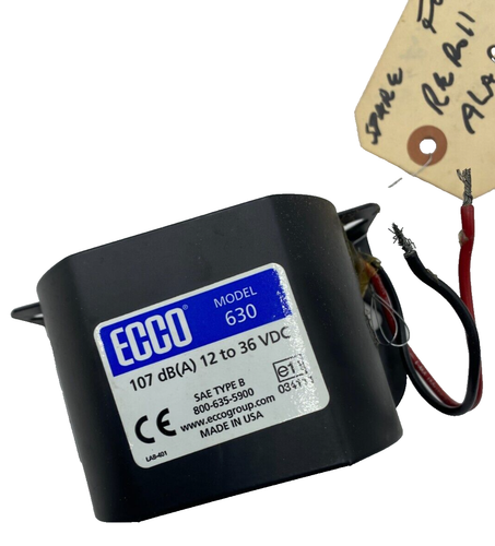 ECCO MODEL 630 BACK UP ALARM 107 dB(A) 12 to 36 VDC SAE TYPE B MADE IN ...