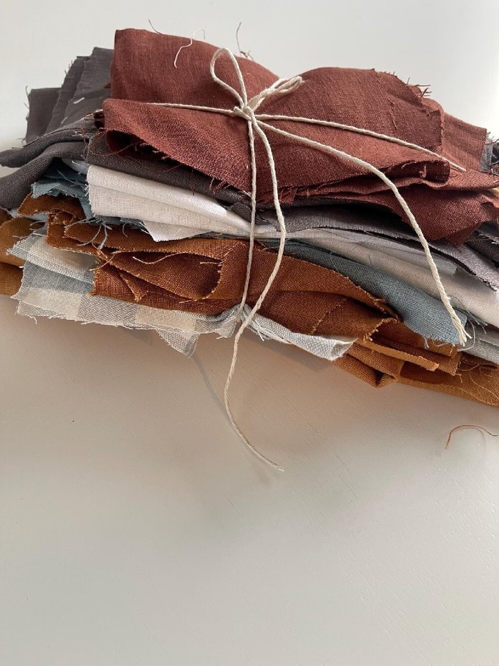 50 Pcs Mix 100 %Linen scraps bundle, Natural linen fabric remnants for ...