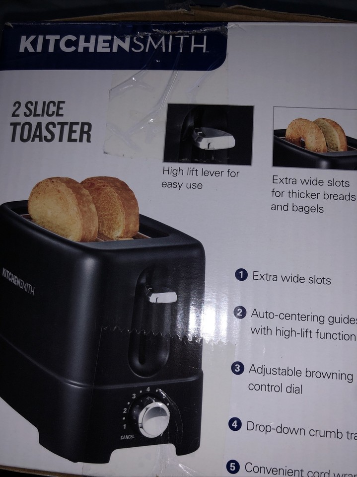 KitchenSmith 2 Slice Compact Toaster W/7 Shade control settings | eBay