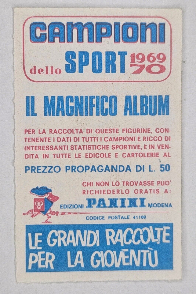 1969-70 Panini Campioni dello Sport Album Stickers #329 Josef Musil (C ...