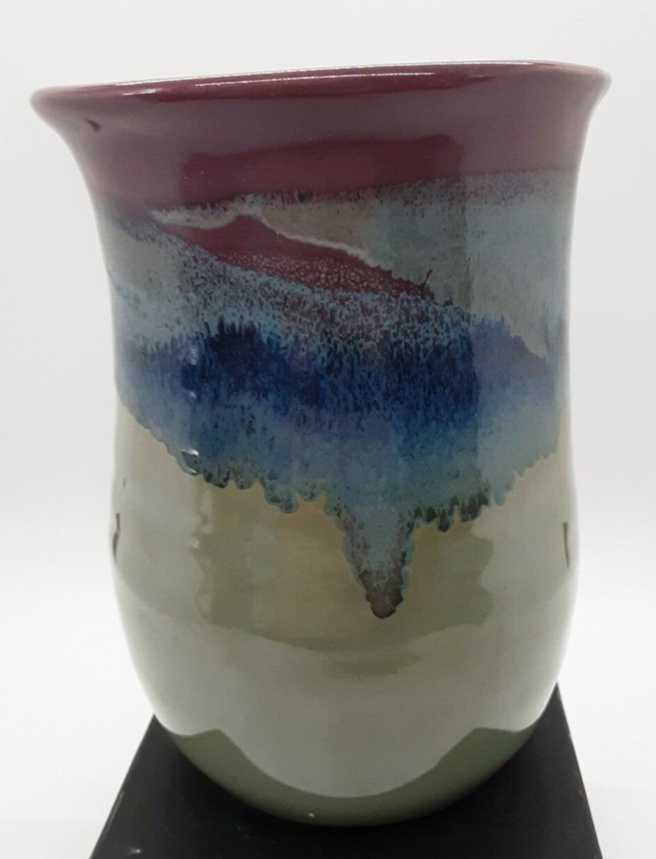 Neher Art Pottery Right Hand Warmer Mug Green Blue Signed 2013 Handmade ...