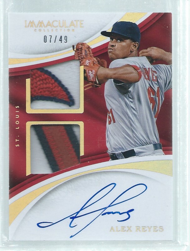 ALEX REYES 2017 IMMACULATE DUAL 3 COLOR PATCH ON CARD AUTO PROSPECT #D ...