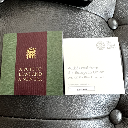 🇬🇧 2020 SILVER PROOF BREXIT Queen Elizabeth 50p Royal Mint Coin w/ Box ...