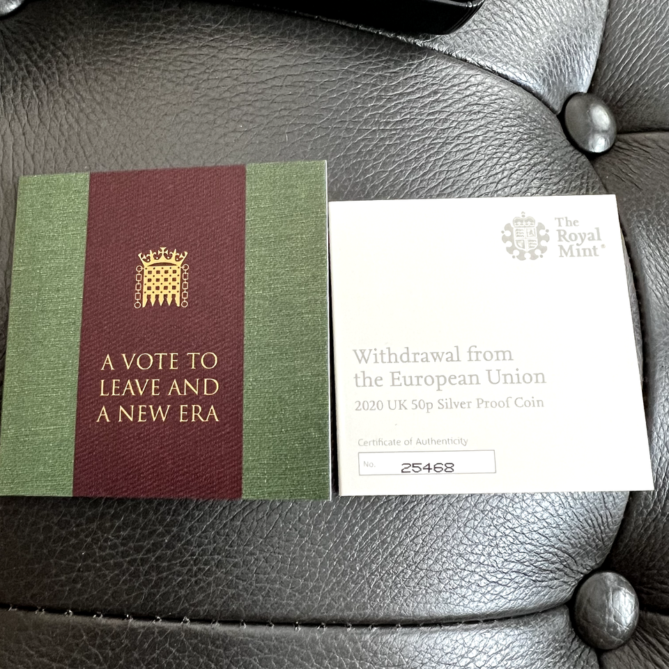 🇬🇧 2020 SILVER PROOF BREXIT Queen Elizabeth 50p Royal Mint Coin w/ Box ...