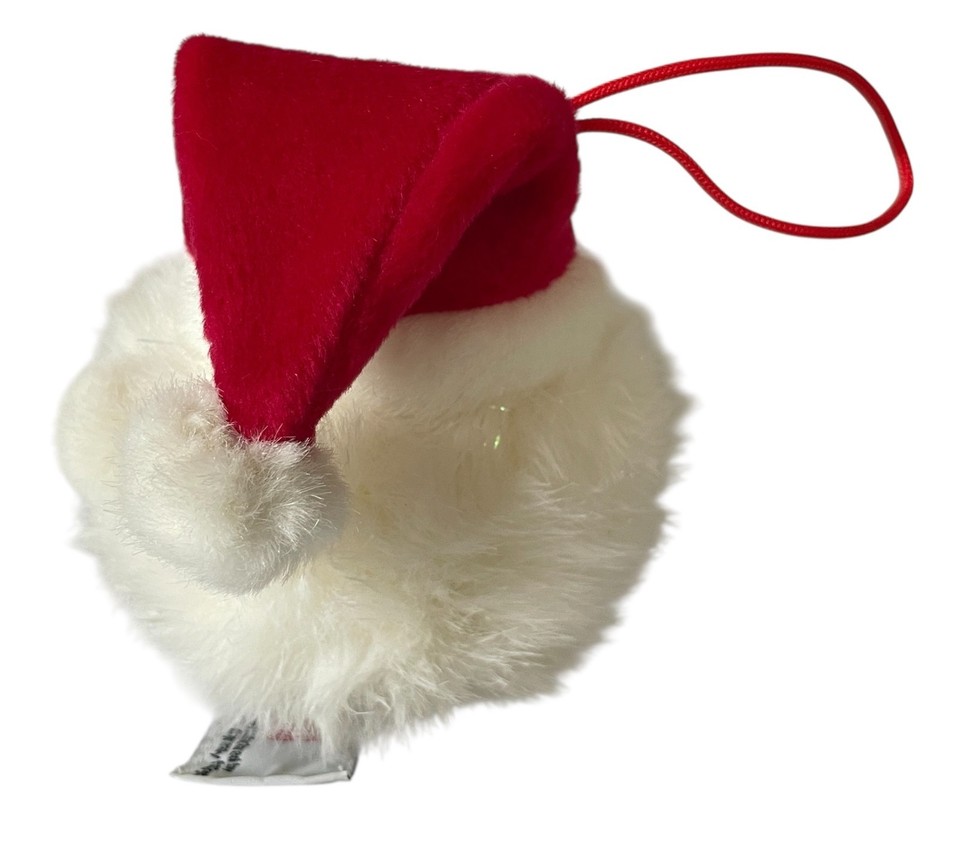 Russ Berrie for Target Furry White Bear Plush w Santa Hat Christmas ...