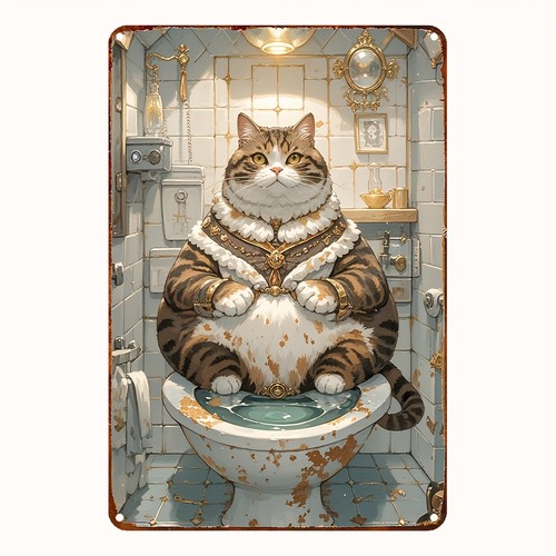 Fat Cat Tin Metal Signs wall sign for toilet, room decoration, home ...