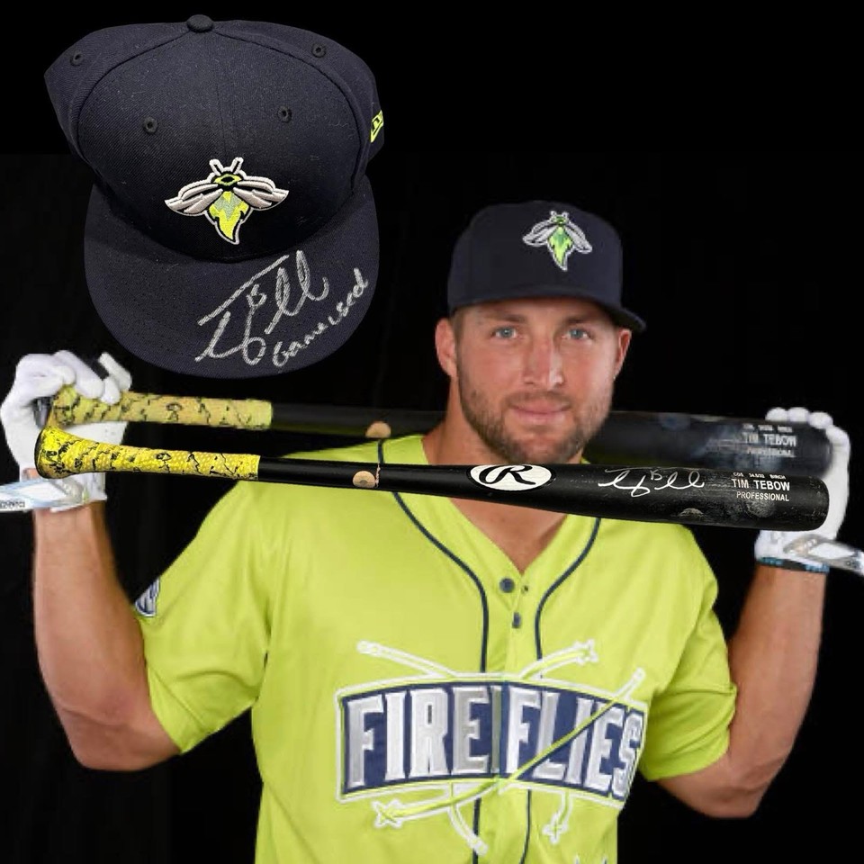 Tim Tebow Used Bat and Hat with COA New York Mets Minor League Team ...