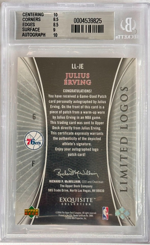 2005-06 Upper Deck Exquisite Coll. Lmtd Logos Julius Erving 07/28 Auto ...